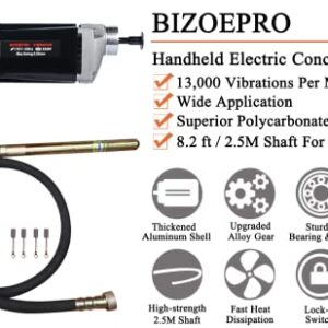 BIZOEPRO Hand Held Power Concrete Vibrator 950W 13000rpm With 2.5M(8-1/5feet) Shaft Rod Electric Concrete Vibrabrater Portable Construction Pencil Vibrator