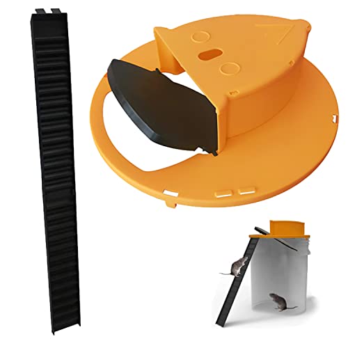 Mouse Trap Bucket Lid Mouse Traps for House Indoor Rat Trap Rat Traps Flip and Slide Bucket Mouse Trap Outdoor Humane Mouse Trap Updated Version Auto Reset Pest Control Traps Multi Catch Bucket