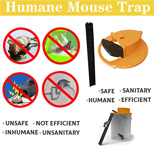 Mouse Trap Bucket Lid Mouse Traps for House Indoor Rat Trap Rat Traps Flip and Slide Bucket Mouse Trap Outdoor Humane Mouse Trap Updated Version Auto Reset Pest Control Traps Multi Catch Bucket