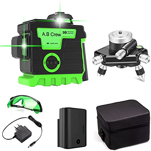 Laser Level 3D Green Line - Self-leveling Rotary 12 Lines 360 Degree Green Beam Laser Leveler Vertical Horizontal Cross Line Construction Flooring Tiling Picture Hanging Rotary Alignment