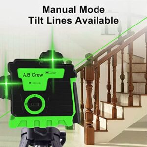 Laser Level 3D Green Line - Self-leveling Rotary 12 Lines 360 Degree Green Beam Laser Leveler Vertical Horizontal Cross Line Construction Flooring Tiling Picture Hanging Rotary Alignment