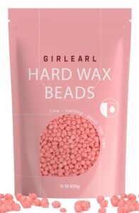 hard wax beads, girlearle 1lb wax beans for hair removal sensitive skin with rose formula, perfect for full body, facial, brazilian bikini, and legs at home wax refill for women men (pink)