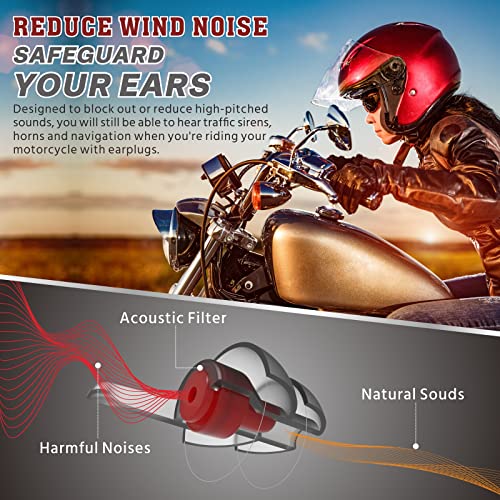 Hearprotek Motorcycle Ear Plugs, [2 Pairs] reusable high fidelity ear plugs for wind noise reduction & hearing protection-discreet motorbike earplugs for motorcycles,racing,concerts,work,safety,travel