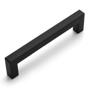 oyx 10 pack 5 inch matte black cabinet pulls black drawer handles,black pulls for kitchen cabinets handles black hardware for cabinets and drawers,square drawer pulls 5" hole center