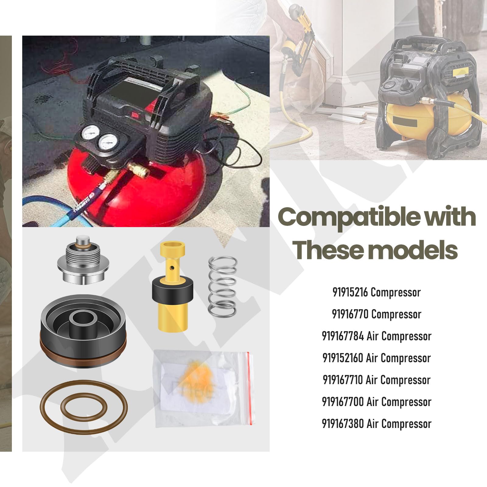 Air Compressor Regulator Repair Kit N008792 - Compatible with Porter Cable/D-ewalt/Craftsman Compressor, Regulator Repair Kit for 919167784 919166442 1WC94 1WC95 D55684 D55167 & other models.