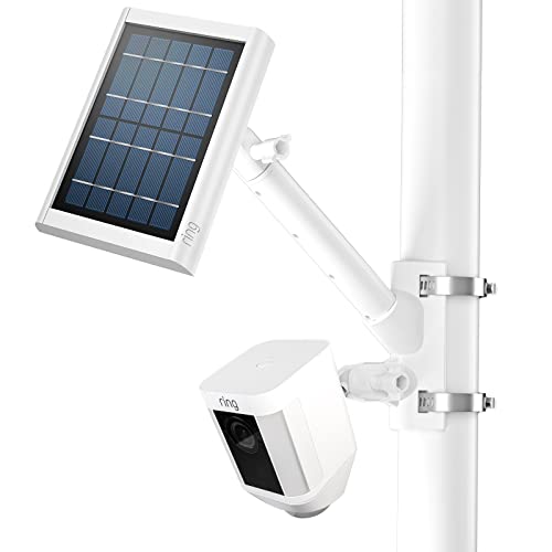 OkeMeeo 2 in 1 Pole Mount for Ring Solar Panel, Ring Super Solar Panel, Ring Spotlight Cam and Ring Stick Up Cam for Maximum Sunlight and Wider View (White)