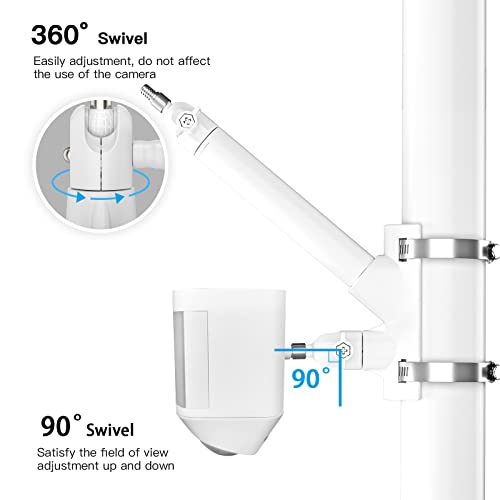 OkeMeeo 2 in 1 Pole Mount for Ring Solar Panel, Ring Super Solar Panel, Ring Spotlight Cam and Ring Stick Up Cam for Maximum Sunlight and Wider View (White)