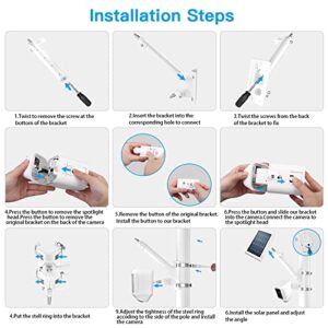 OkeMeeo 2 in 1 Pole Mount for Ring Solar Panel, Ring Super Solar Panel, Ring Spotlight Cam and Ring Stick Up Cam for Maximum Sunlight and Wider View (White)