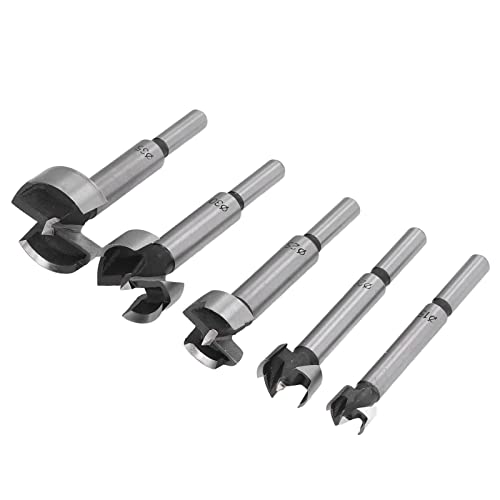 5Pcs Woodworking Forstner Drill Bit Round Shank Flat Wing Drilling Hole Hinge Punching Bit 15mm 20mm 25mm 30mm 35mm