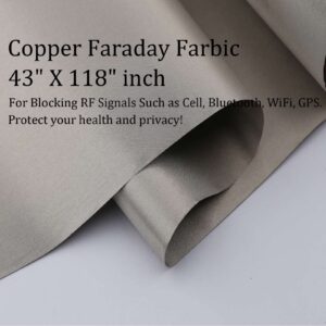 NVSUNG Faraday Fabric — Military Grade Conductive Material Shields RF Signals (WiFi, Cell, Bluetooth, GPS, Radiation), DIY Wireless Shield Fabric (43inchx118inch in)