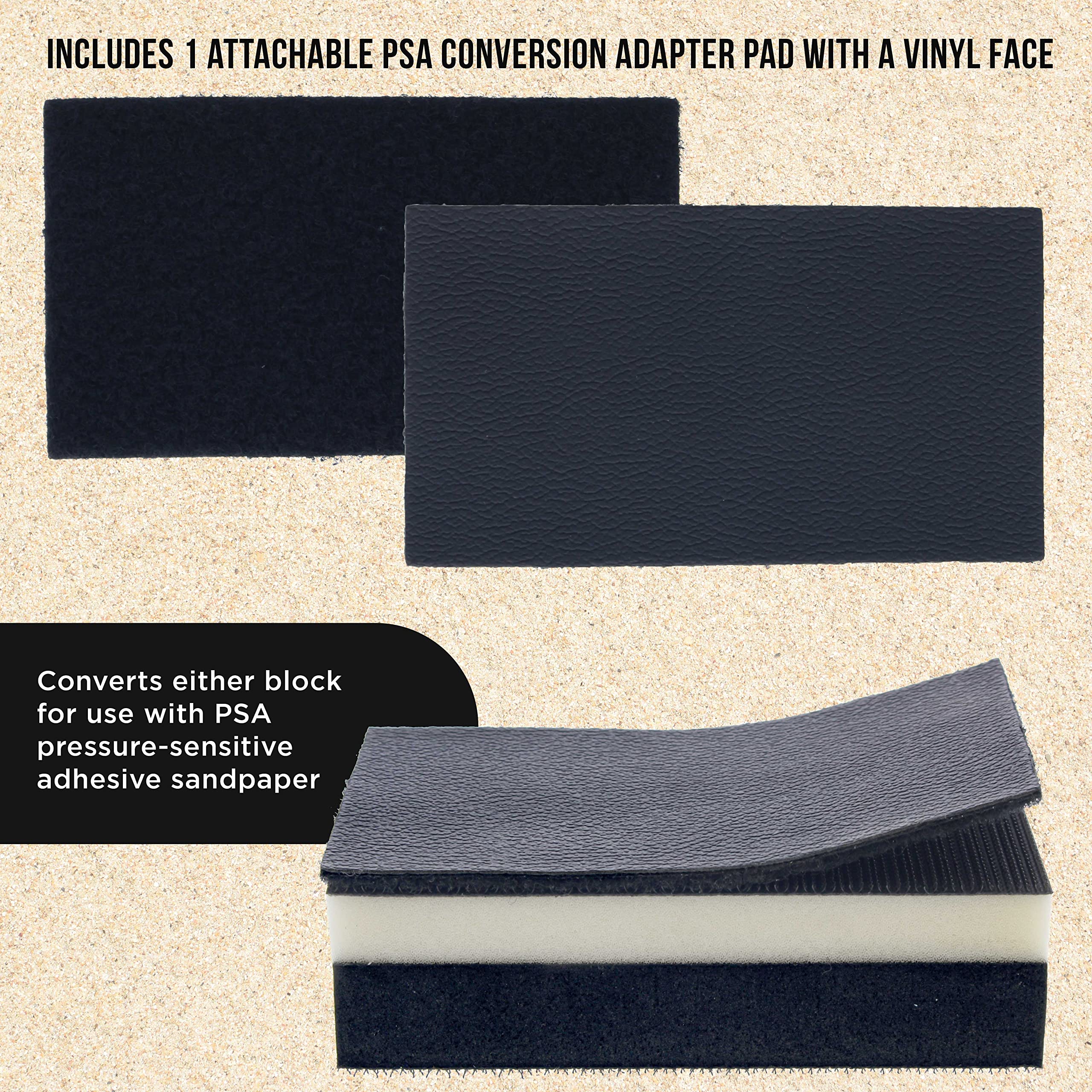 Dura-Gold Pro Series Rectangle 5" x 2-3/4" Dual Density 2 Sided EVA Sanding Block, Hook & Loop Backing, 2 Pack - PSA Sandpaper Conversion Adapter Pad - Automotive Paint Prep Sand Woodworking Furniture