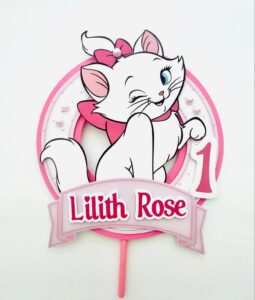 personalized marie the cat themed cake topper