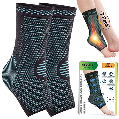 [ 2 pack ] Ankle Support Running, Sports, Daily Wear - Ankle Brace, Achilles Tendonitis Support, Sprained Ankle Supports for Weak Ankles and Joint Pain - Sprained Ankle, Plantar Fasciitis, Achilles Tendonitis, Relieve Swelling of Heel Spurs (Large)