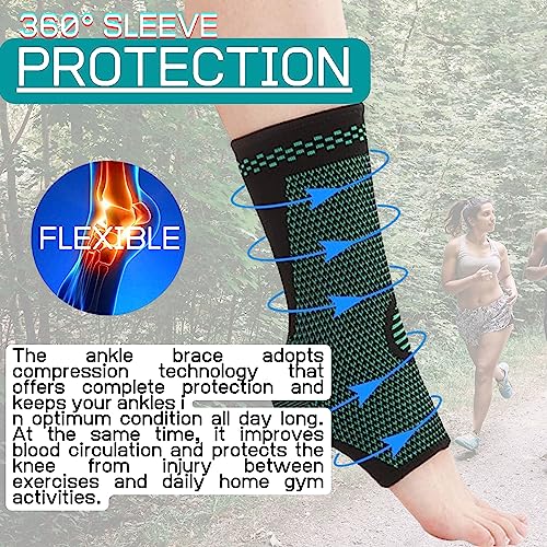 [ 2 pack ] Ankle Support Running, Sports, Daily Wear - Ankle Brace, Achilles Tendonitis Support, Sprained Ankle Supports for Weak Ankles and Joint Pain - Sprained Ankle, Plantar Fasciitis, Achilles Tendonitis, Relieve Swelling of Heel Spurs (Large)