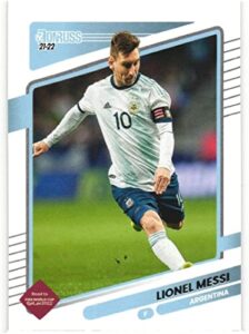 2021-22 donruss road to qatar #1 lionel messi argentina official soccer trading card in raw (nm or better) condition