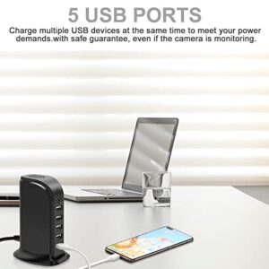 CAMXSW WiFi USB Spy Hidden Charger Camera 5-Port USB Hub Covert Nanny Cam 1080P HD Wireless Spy Camera for Home Surveillance with Motion Detection iOS & Android APP Remote Control