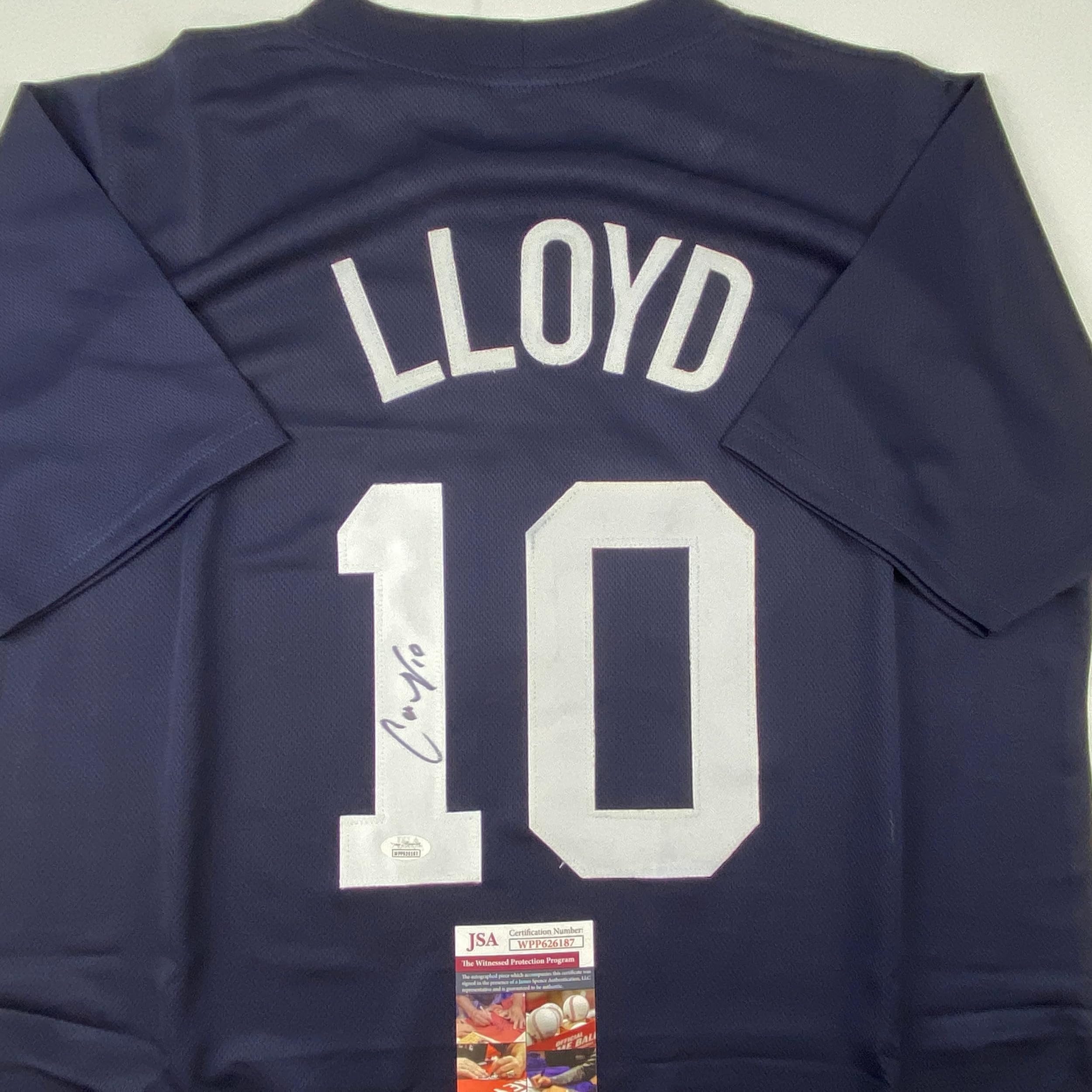 Autographed/Signed Carli Lloyd Navy Blue Soccer Team USA World Cup Jersey JSA COA