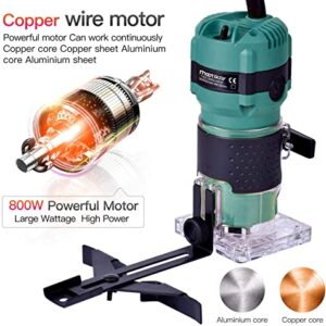 Mootikar Compact Wood Palm Router Tool Hand Trimmer Woodworking Joiner Cutting Palmming Tool 30000R/MIN 800W 110V with 12PCS 1/4" Router Bits