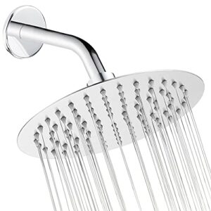 ksucbohar shower head, 6 inch high pressure rain shower head, pressure boosting shower head, awesome shower experience, stainless steel rainfall shower head (round brushed nickel)