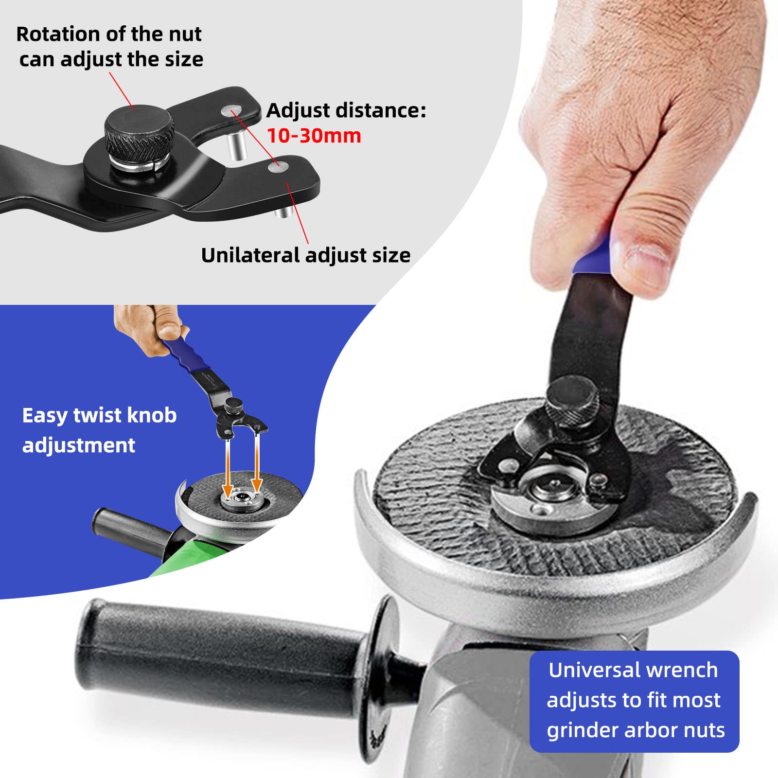 NEUERMOND (Upgraded) 4PCS Wood Carving Disc Set with Universal Grinder Wrench for 4" or 4 1/2" Angle Grinder Attachments with 5/8" Arbor, Wood Shaping Wheel Grinder Cutting Disc Grinding Disk