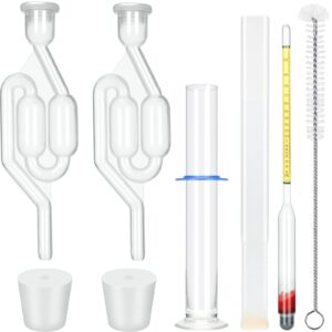 Hydrometer Alcohol Meter Test Kit Hydrometer Alcohol 0-200 Proof Digital Hydrometer Alcohol with 1 Glass Cylinder, 1 Brush and 2 Airlock for Proofing Distilled, Alcohol Content Tester