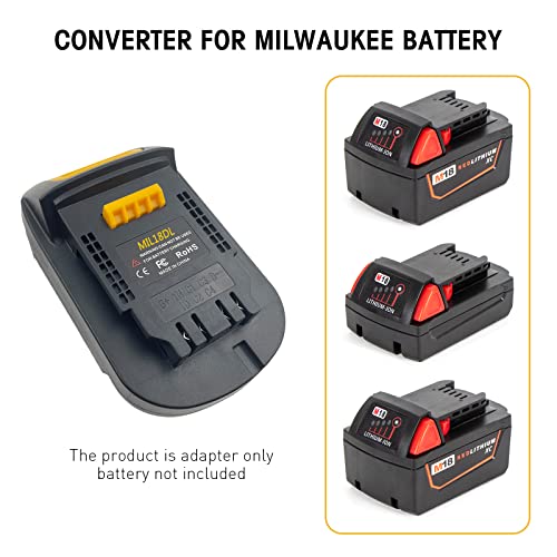 Heating Master ZDTZAN Battery Adapter MIL18DL for Milwaukee M18 18V Battery to Dewalt 20V Lithium-ion Battery, Convert Milwaukee M18 Battery to Dewalt 20V Tool Use