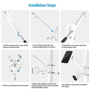 2-in-1 Pole Mounting Bracket for Arlo Solar Panel/Arlo Pro 3/Arlo Ultra1&2/Arlo Essential/Arlo Pro 4 /eufyCam Outdoor Mount Accessories for Arlo pro 4 and Arlo Solar Panel (White)