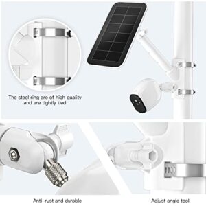 2-in-1 Pole Mounting Bracket for Arlo Solar Panel/Arlo Pro 3/Arlo Ultra1&2/Arlo Essential/Arlo Pro 4 /eufyCam Outdoor Mount Accessories for Arlo pro 4 and Arlo Solar Panel (White)