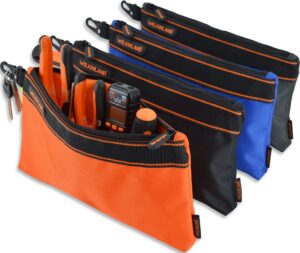 4-packs small tool pouch, heavy-duty tool pouch, electrician tool pouch, tool pouches w/clip, electricians tool pouch, tool pouch bag, small tool bag, tool bag small, zippered tool bags and pouches