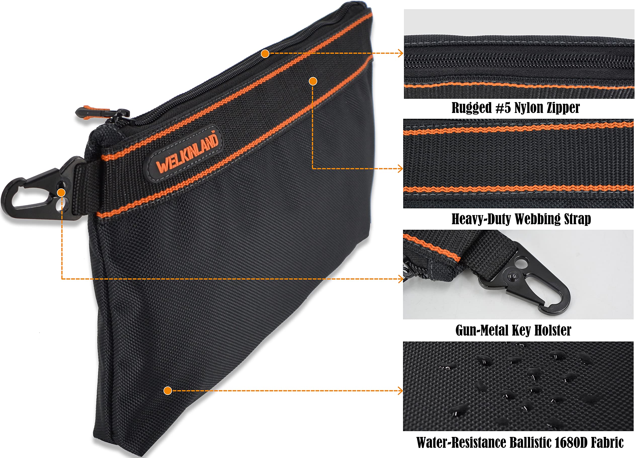 4-Packs Small Tool Pouch, Heavy-Duty Tool Pouch, Electrician Tool Pouch, Tool Pouches w/Clip, Electricians Tool Pouch, Tool Pouch Bag, Small Tool Bag, Tool Bag Small, Zippered Tool Bags and Pouches