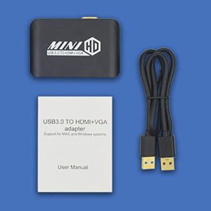 Household Compact 1080P USB3.0 to MI-compatible+VGA Adapter Video Converter for Laptop Computer Smart Home Devices