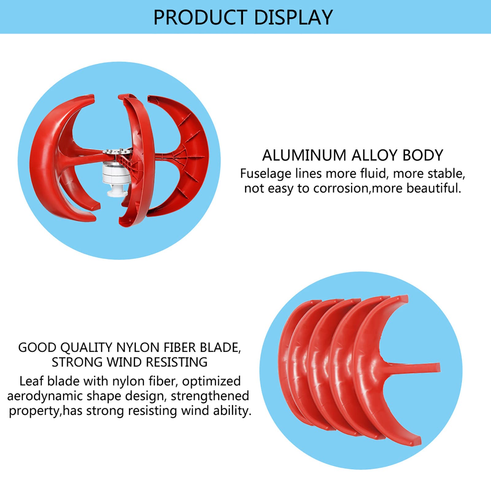 AISINILALAO Efficient and noiseless Vertical Wind Turbine Generator kit,3000W 12V 24V 48V 5 Blades Wind Turbines Generator with MPPT Controller Kit for Home Hybrids Streetlight,48v