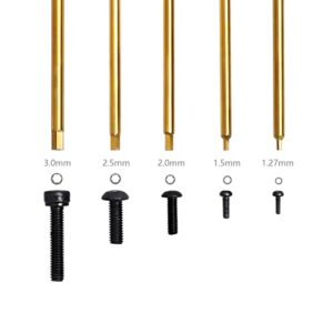 AllinRC 1.27mm 1.5mm 2.0mm 2.5mm 3.0mm Hex Bit Set Allen Wrench Drill Bits Compatible with Power Drills Impact Driver Electric Screwgun RC Tool Kit (5-Pack)