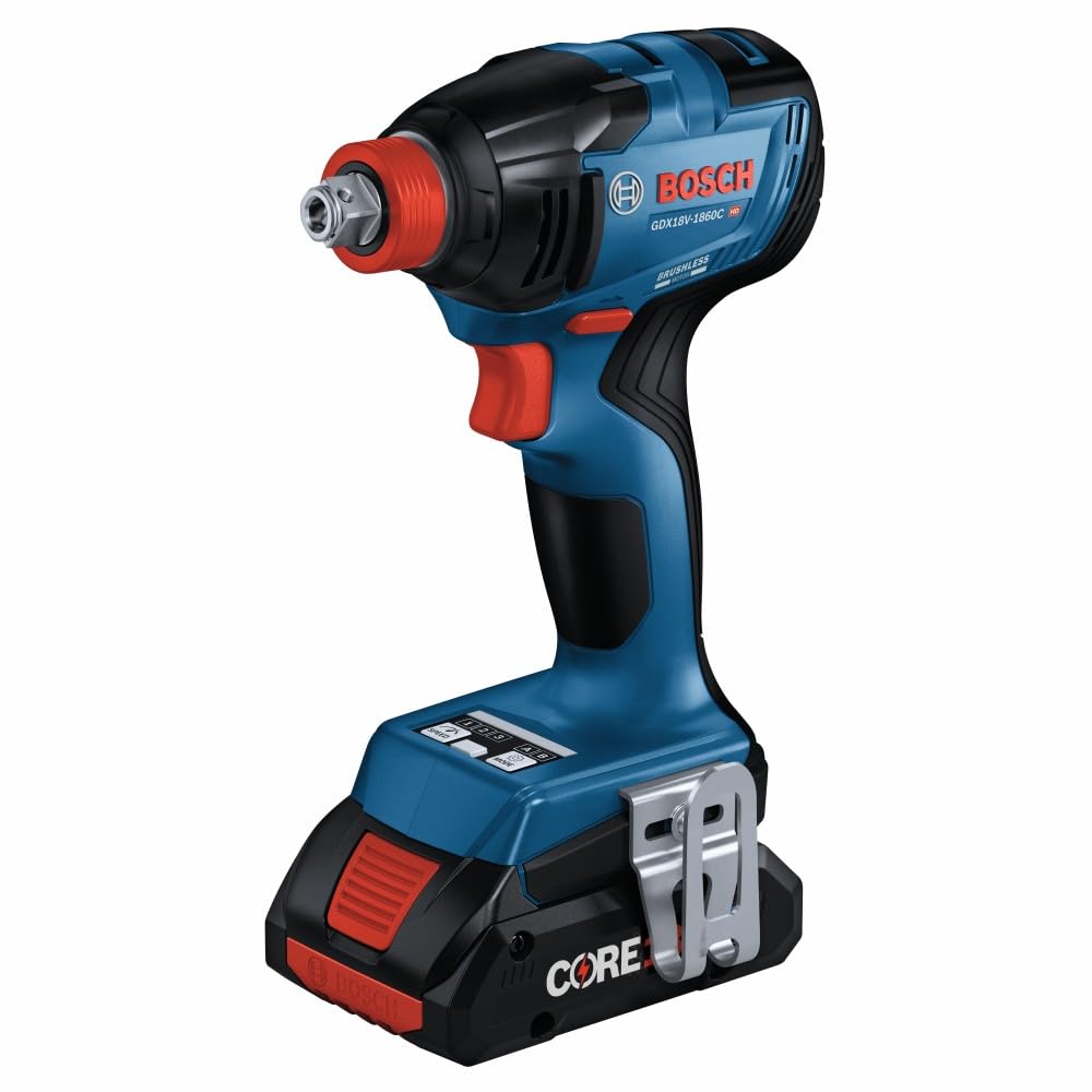 BOSCH GDX18V-1860CB15 18V Connected-Ready Two-In-One 1/4 In. and 1/2 In. Bit/Socket Impact Driver/Wrench Kit with (1) CORE18V 4 Ah Advanced Power Battery