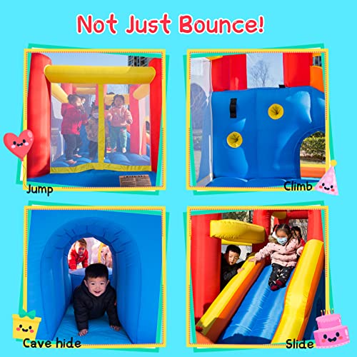 Baralir Inflatable Bounce House with Long Slide & Big Play Pool, Cave & Tunnel Adventure, Endless Indoor/Outdoor Fun of Jumping, Sliding, Climbing, Water Splashing - Surprising Gift for Kids