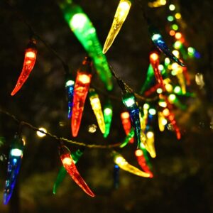 NA Chili Pepper Solar LED String Lights Outdoor, 23ft Pepper Solar Outdoor String Lights Christmas Decorations - 50LEDs Chili Solar Christmas Lights for Tree, Porch, Kitchen Decor