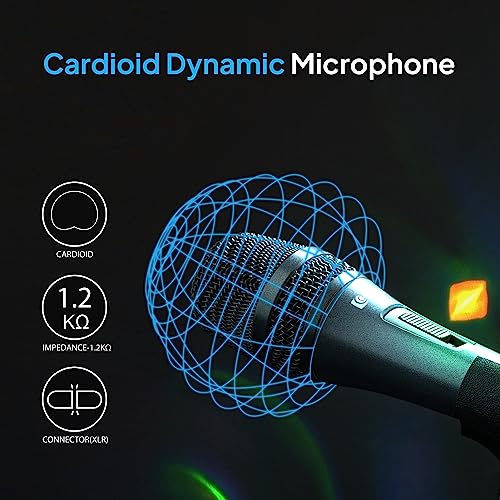 CAROL Dynamic Microphone Professional Vocal Performance with Cardioid Unidirectional Pattern and Advanced AHNC Noise Cancelling Technology, for Stage, Singing, Metal Matiriel with Switch (AC-910S)