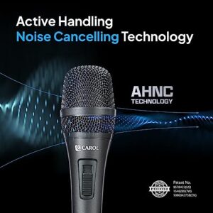 CAROL Dynamic Microphone Professional Vocal Performance with Cardioid Unidirectional Pattern and Advanced AHNC Noise Cancelling Technology, for Stage, Singing, Metal Matiriel with Switch (AC-910S)