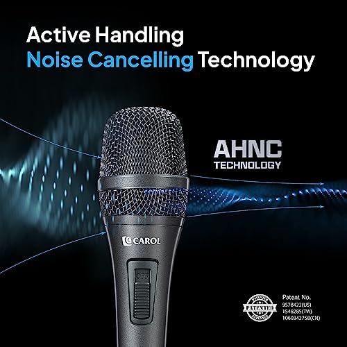 CAROL Dynamic Microphone Professional Vocal Performance with Cardioid Unidirectional Pattern and Advanced AHNC Noise Cancelling Technology, for Stage, Singing, Metal Matiriel with Switch (AC-910S)