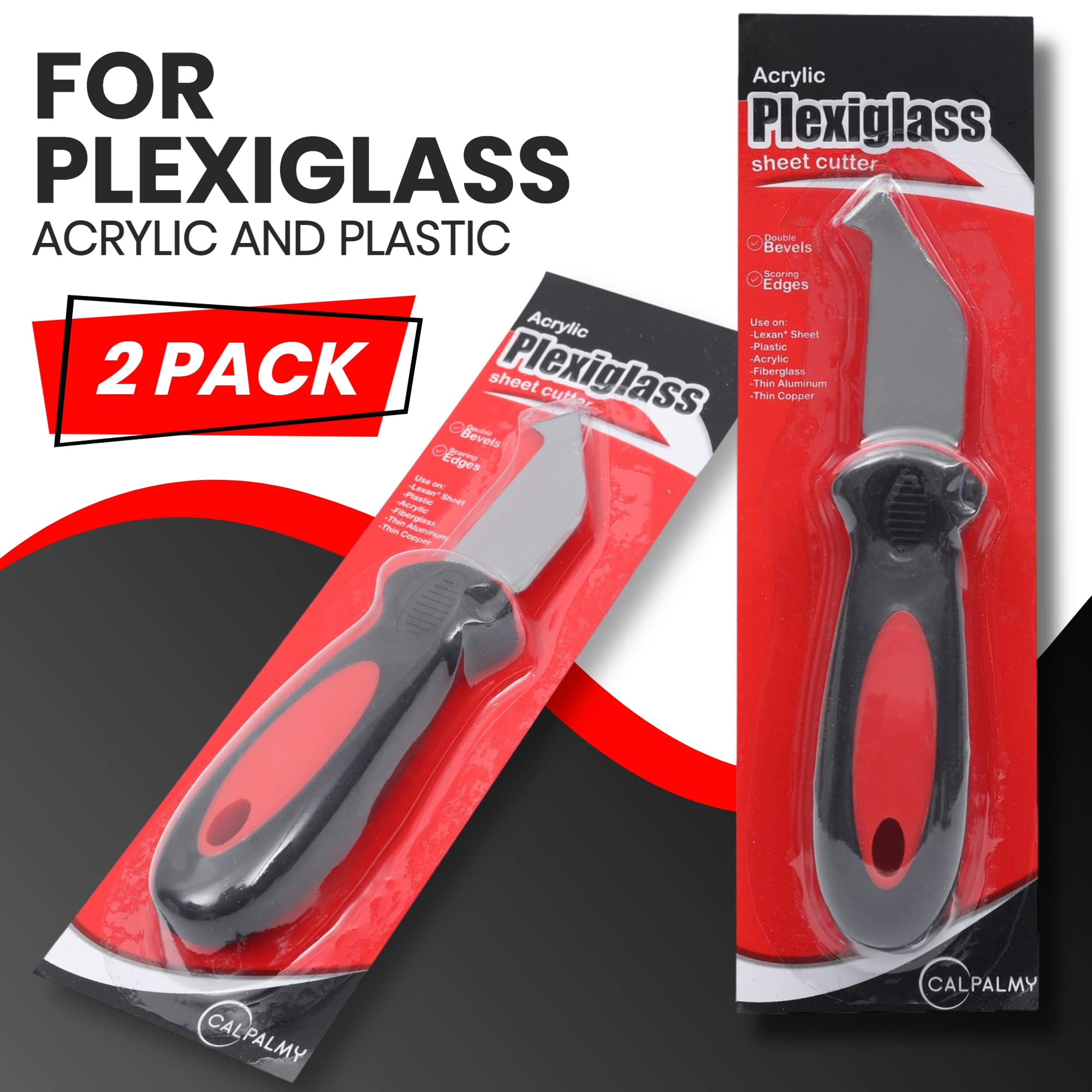 (2-Pack) Plexiglass Scoring Tool - Extra-Sharp Steel Blade for Clean Snap Lines - Suitable for Acrylic, Plastic, and Styrene Sheets