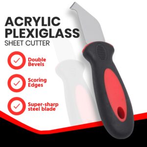 (2-Pack) Plexiglass Scoring Tool - Extra-Sharp Steel Blade for Clean Snap Lines - Suitable for Acrylic, Plastic, and Styrene Sheets