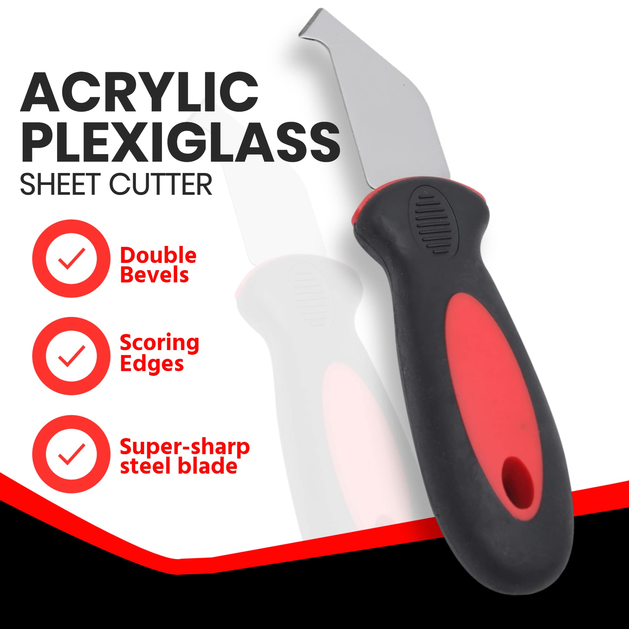 (2-Pack) Plexiglass Scoring Tool - Extra-Sharp Steel Blade for Clean Snap Lines - Suitable for Acrylic, Plastic, and Styrene Sheets