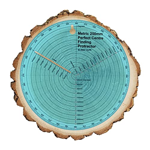 This clearly printed 250mm circle center finder tool, protractor, and circle maker tool and compass for woodworking and wood turning. Find the center of timber or dowel with our center finder ruler.