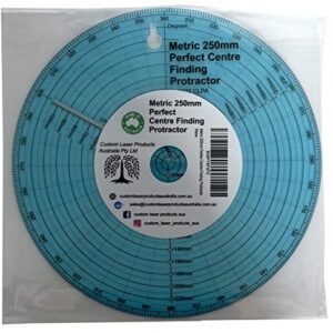 This clearly printed 250mm circle center finder tool, protractor, and circle maker tool and compass for woodworking and wood turning. Find the center of timber or dowel with our center finder ruler.