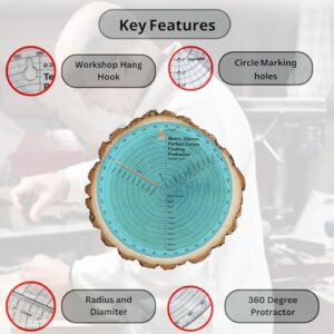 This clearly printed 250mm circle center finder tool, protractor, and circle maker tool and compass for woodworking and wood turning. Find the center of timber or dowel with our center finder ruler.