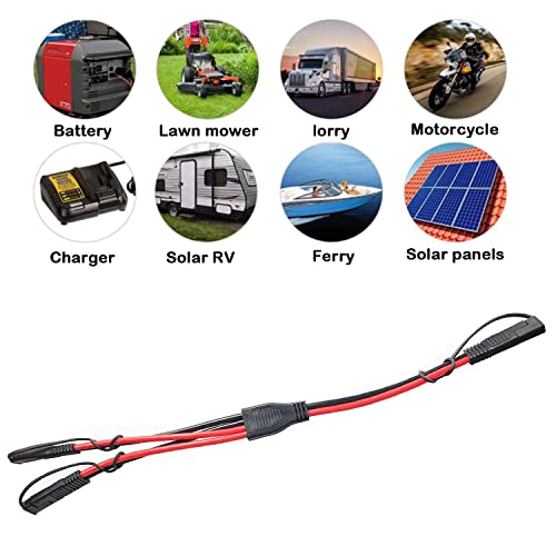 OUQYLG SAE Splitter Adapter 10AWG SAE DC Power Automotive Connector Cable Y Splitter 1 to 2 SAE Extension Cable, Suitable for Solar Battery Connection and Transfer 15.7in/40cm - with Protective Cove