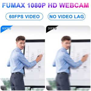 1080P 60FPS Webcam with Microphone, Laptop Computer Camera, Dual Mics, Plug and Play, Webcams Cover & Mini Tripod, 100° Wide Angle Streaming Web Camera for Video Conferencing, Zoom, Facetime, Skype