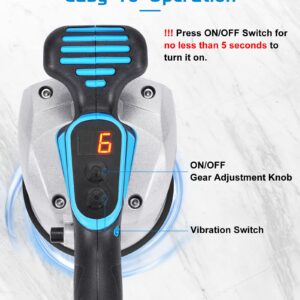 YJINGRUI Tile Vibration Machine, 18000r/min 6 Gears, 21V 12000mA, Hand-held Tile Tiler Tool, Upgrade Digital Display, with 2pcs Li-On Rechargeable Batteries