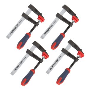 powertec 71591-p2 4-inch f clamp heavy duty f style bar clamps for woodworking, 330 lb capacity each – 4pk