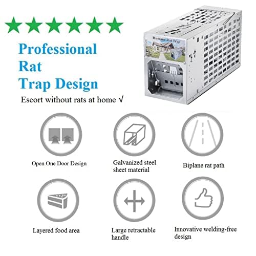 Joozer Humane Rat Trap That Work Live Mouse Trap Indoor Catch and Release Animal Cage Multi Large Bait Outdoor Reusable Chipmunk Mice Voles Rodent(1 Door)